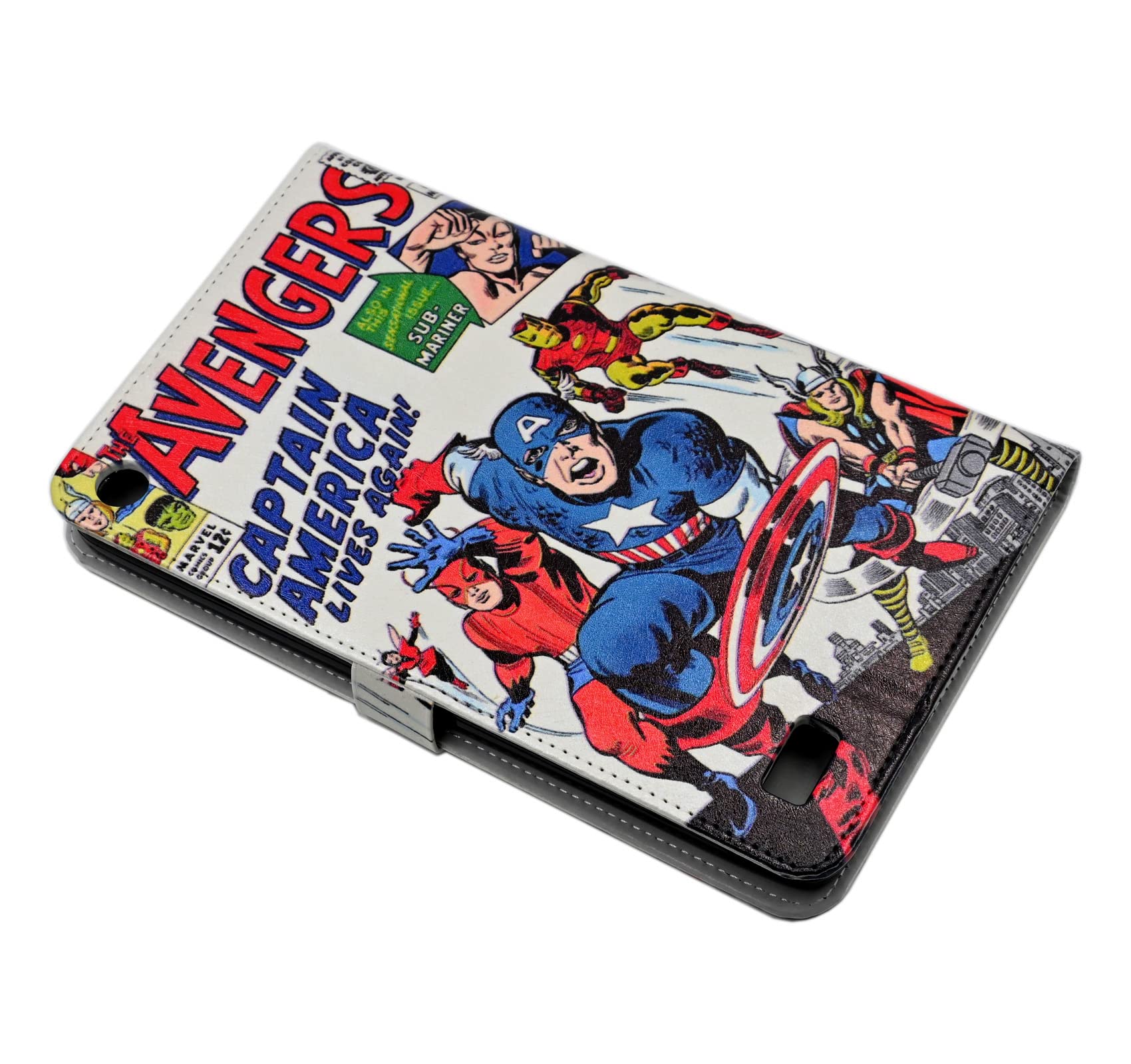 TPACC Case for Amazon Fire 7 Tablet (Fire 7" Display 7th/9th Generation 2017/2019 Release) PU Leather Slim Folding Case Adjustable Stand Shockproof TPU Interior Cover, Cartoon Comic Superhero Alliance