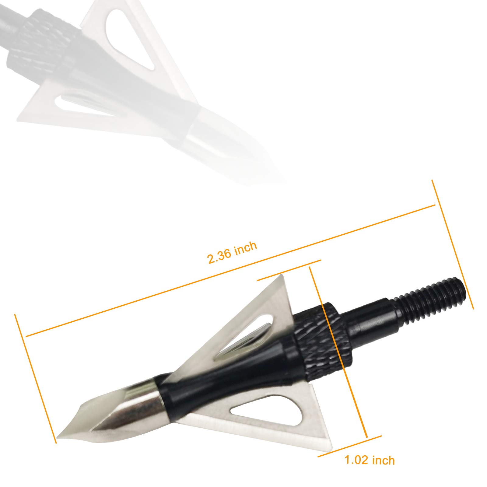 Tbrand Sharp Blades Arrowhead Archery Broadheads Hunting Arrow Crossbow Bolts and Compound Recurve Bow (Black, 6pcs)