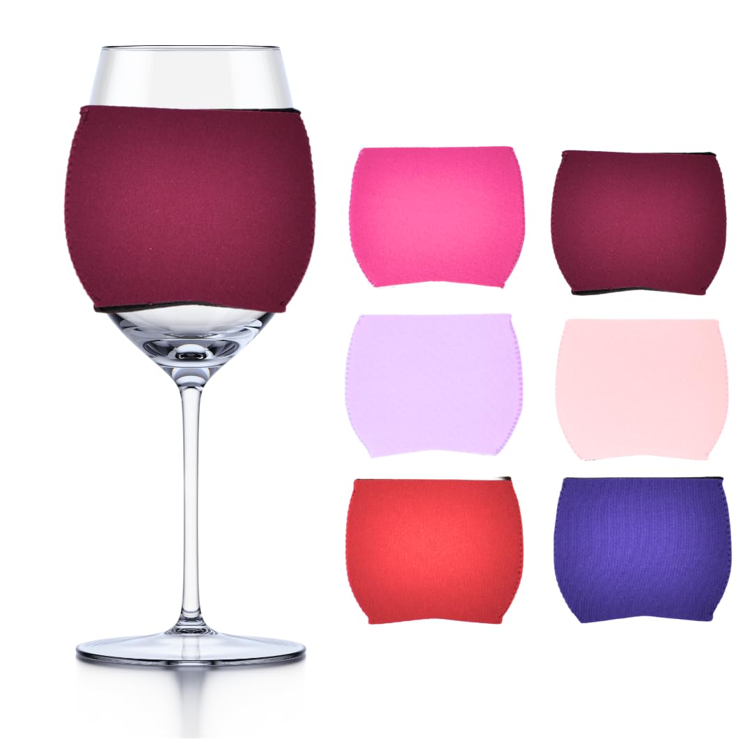TahoeBay Blank Wine Glass Sleeves (6-Pack) Neoprene Insulator Ornaments for Sublimation, Infusible Ink, Heat Transfer Vinyl Drink Identification 12oz Wine Glass Accessories