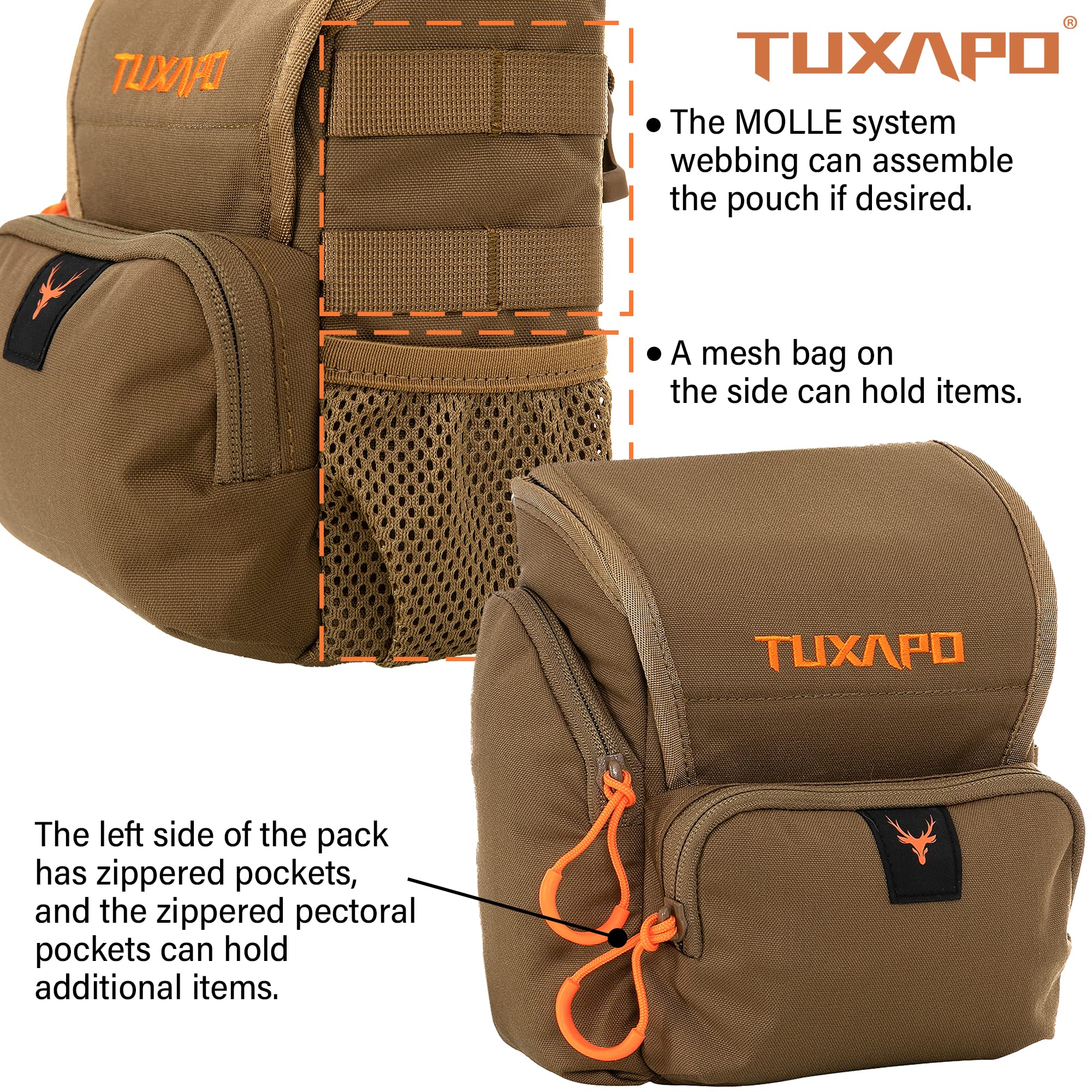 Tuxapo Binocular Harness Chest Pack with Rangefinder Pouch Bino Case for Hunting Hiking Shooting