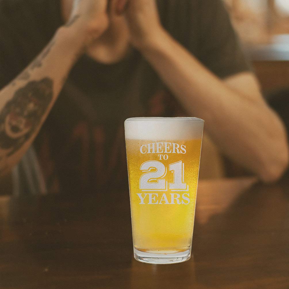 Veracco Cheers To 21 Years Twenty First Pint Beer Glass 21st Birthday Gift For Him Her (Clear, Glass)