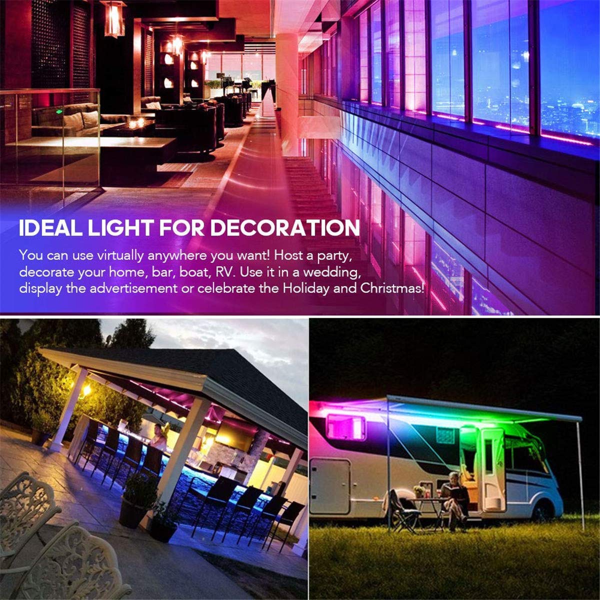 Suyoo LED Strip Light Kit 16.4ft/5m 240LED Flexible Color Changing RF Remote Led Lights Strips 5050 RGB Rope Light with 44 Key Controller 12V3A Power Supply