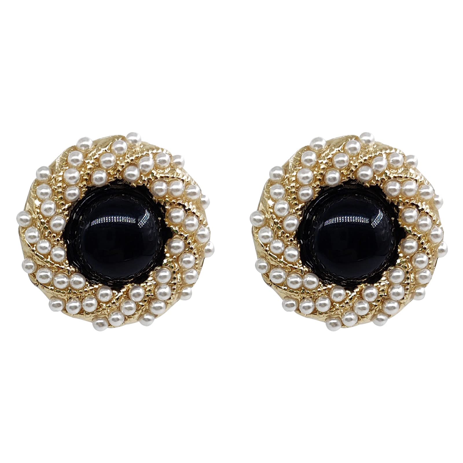 YOUMOCD Stud Earrings for Women Black Round Pearl Earings Fashion Jewelry