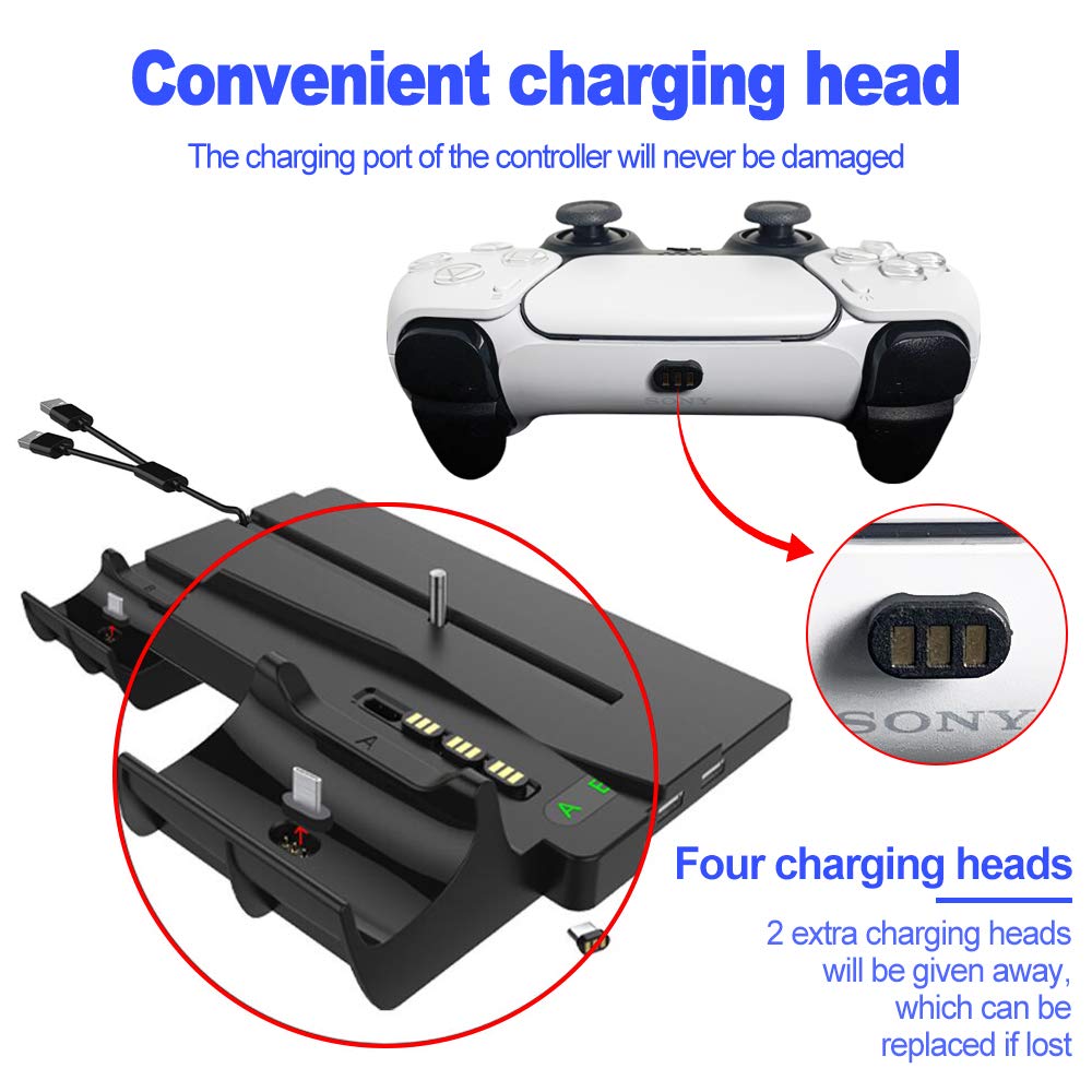 Vertical Stand for PS5 Console and Playstation 5 Digital Edition, Zamia Magnetic Suction Charging Station Dock with Dual Controller Charger Ports for PS5 and DualSense