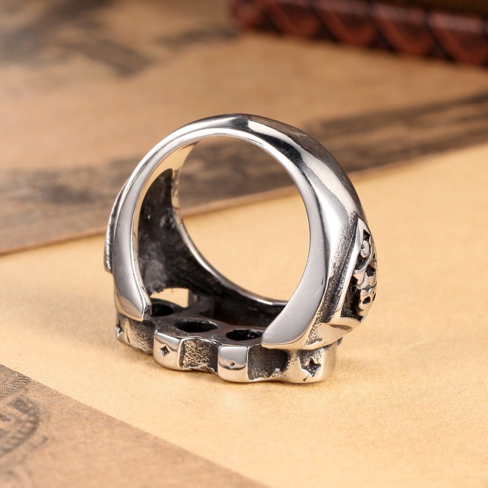 Silver Biker Ring 316L Stainless Steel Boxing Gloves Hand Buckle Soft Gothic Sz 7-13