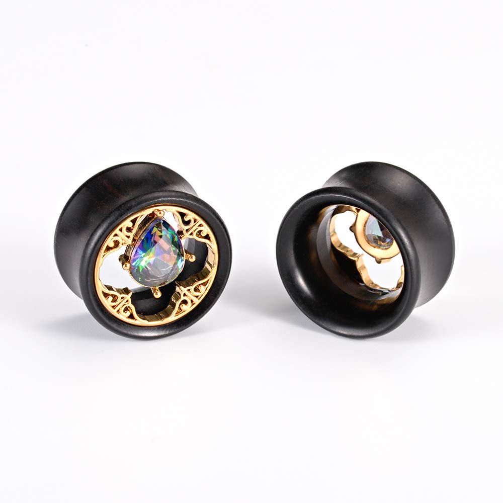 TBOSEN 2PCS Ebony Wood Ear Tunnel Plug Flesh Tunnels Stretching Piercings Expanders Ear Gauges0g-1 in 8mm-25mm