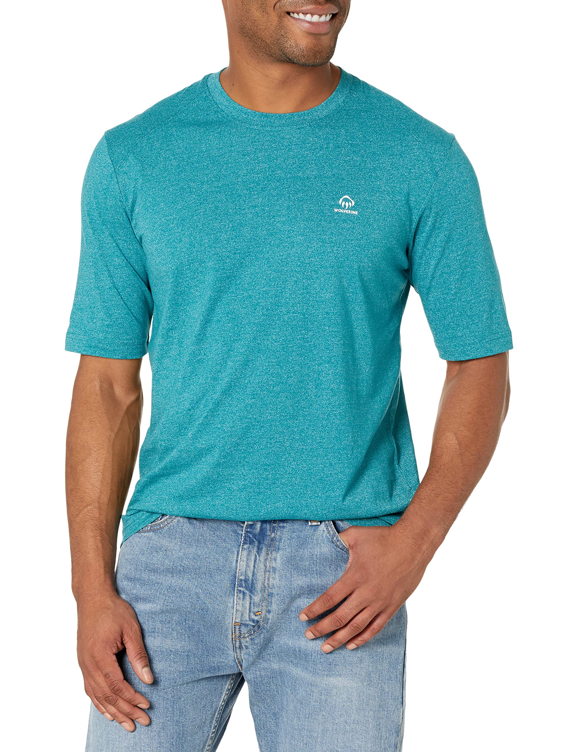 Wolverine Men's Edge Short Sleeve Wicking Tee Shirt, Spice Heather, X-Large
