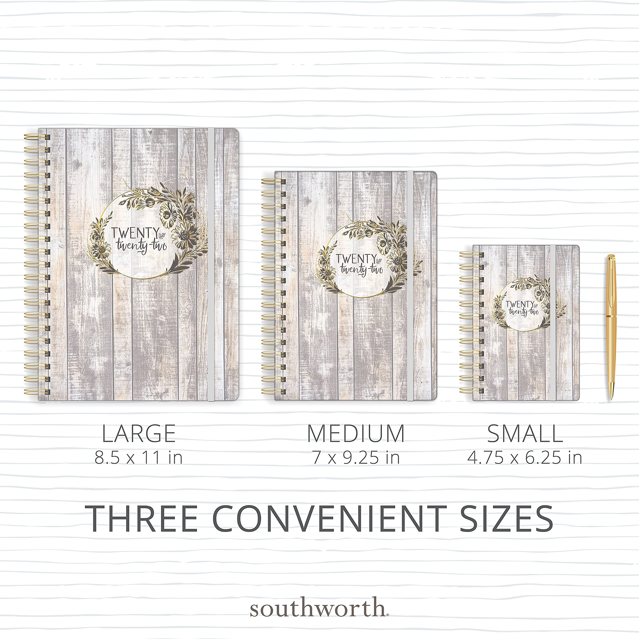 Southworth Planner (January 2022-December 2022), 7" x 9.25", Rustic Sage Botanical, Premium 28#/105 gsm Paper, Medium Twin Wire (91459)