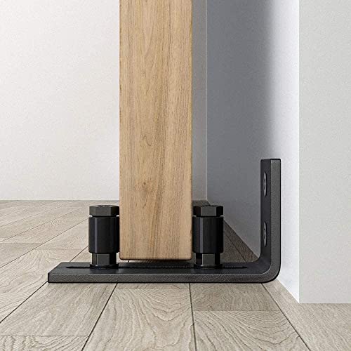 WINSOON 6FT Antique Single Sliding Barn Door Hardware Track Kit with 1 Pcs Barn Door Floor Guide Wall Mount Set