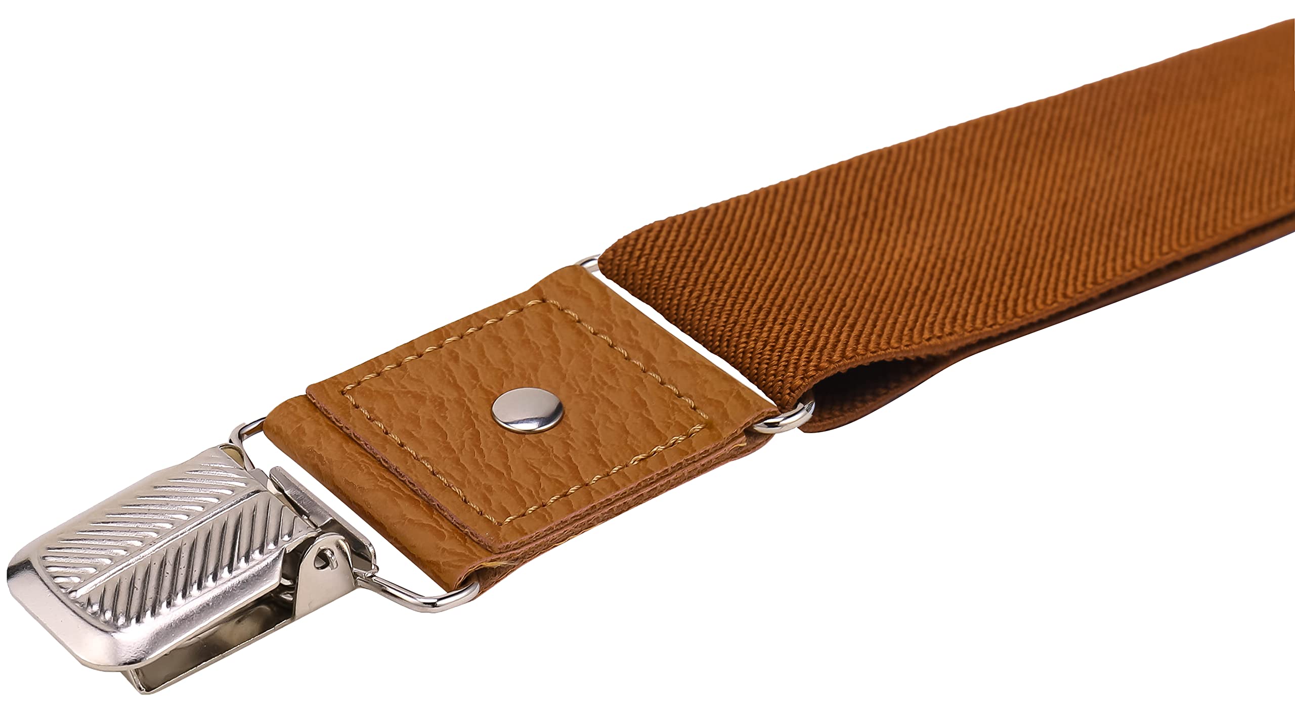 ZXEROYM Suspenders for Men Adjustable Y Back Elastic with Strong Clips Brown