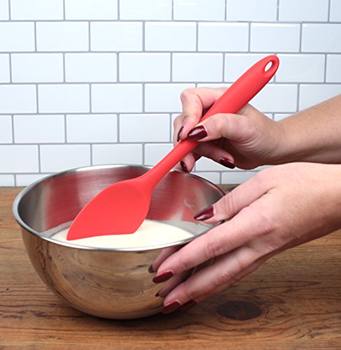 RSVP Ela Silicone Utensils, Spoon, Spatula, and Fork Set, Red