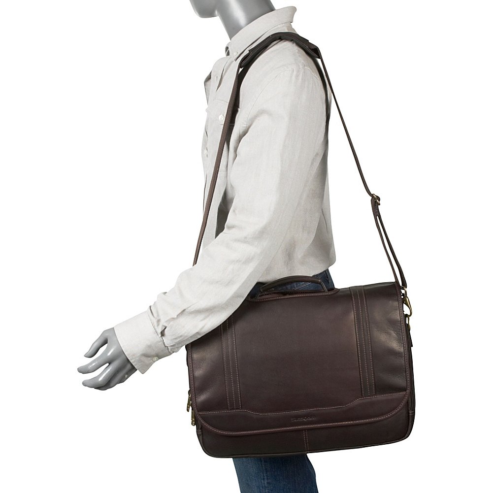 Samsonite Columbian Leather, Black, Flapover Briefcase