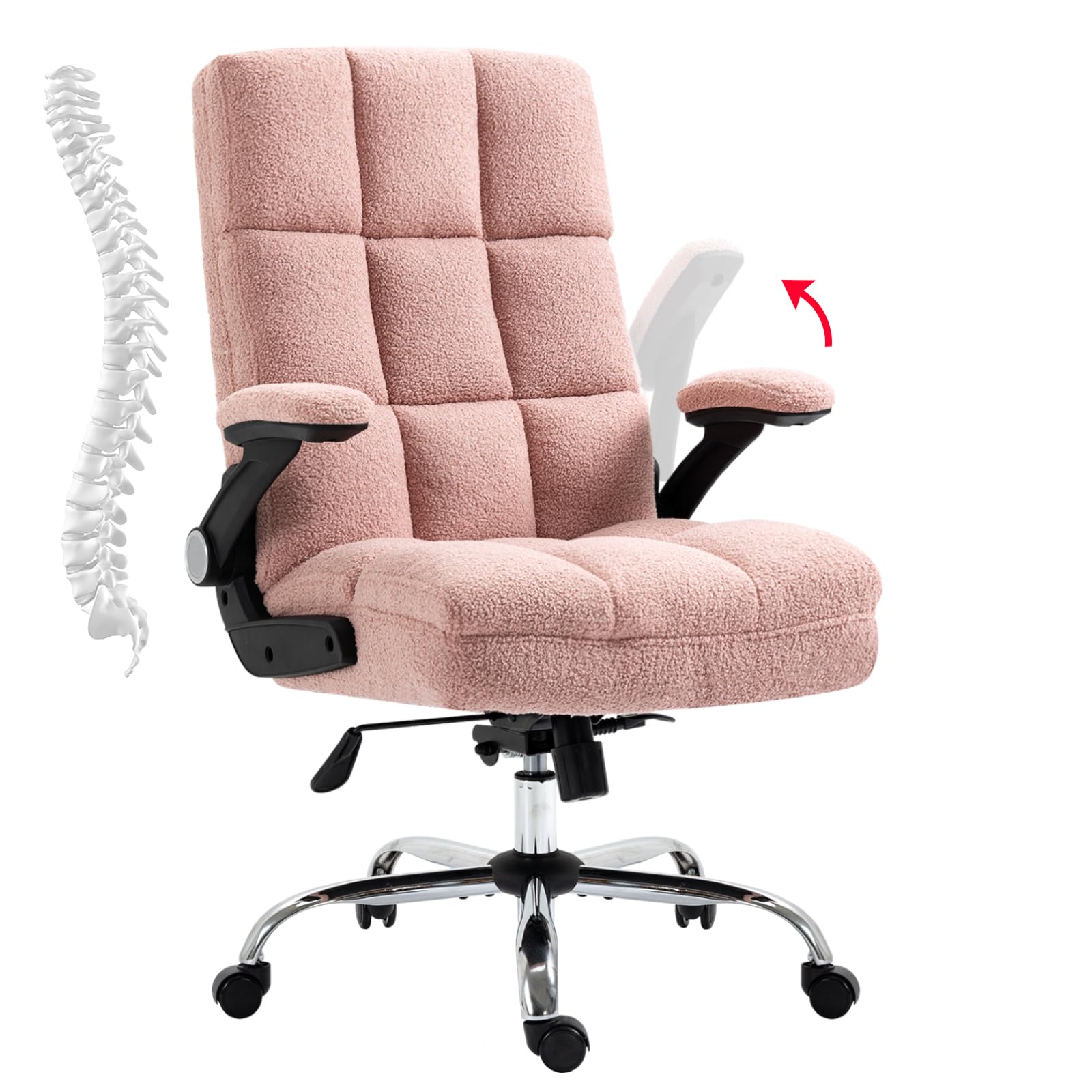 SP Velvet Office Chair Adjustable Tilt Angle and Flip-up Arms Executive Computer Desk Chair, Thick Padding for Heavy People and Ergonomic Design for Lumbar Support (Blue)