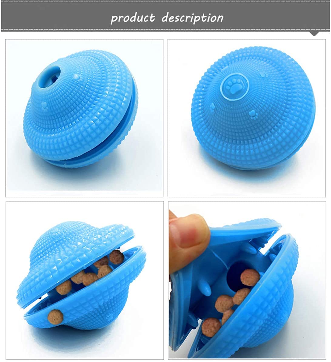 Slow Feeder Game Toys For Dogs,Teeth Cleaning Dog Chew Toys,Treat Dispensing Enrichment Ball,Durable Natural Rubber For Small Medium Dogs,Pets(blue)