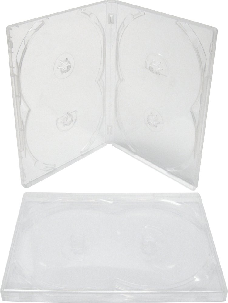 Square Deal Recordings & Supplies (10) Clear Quad 4-Disc Overlap Style DVD Cases/Boxes - DV4R14CL