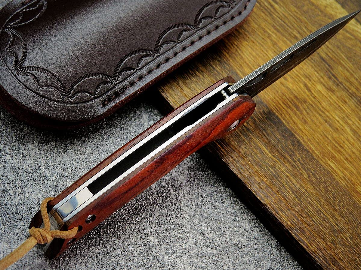 Sitivien ST217 Damascus Steel Folding Knife, Dalbergia Handle and VG10 Core Blade EDC Tool Knife for Outdoor, Camping, Hiking, Hunting
