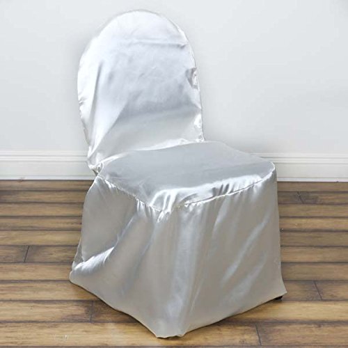 TABLECLOTHSFACTORY Ivory Satin Banquet Chair Covers-Pack of 5