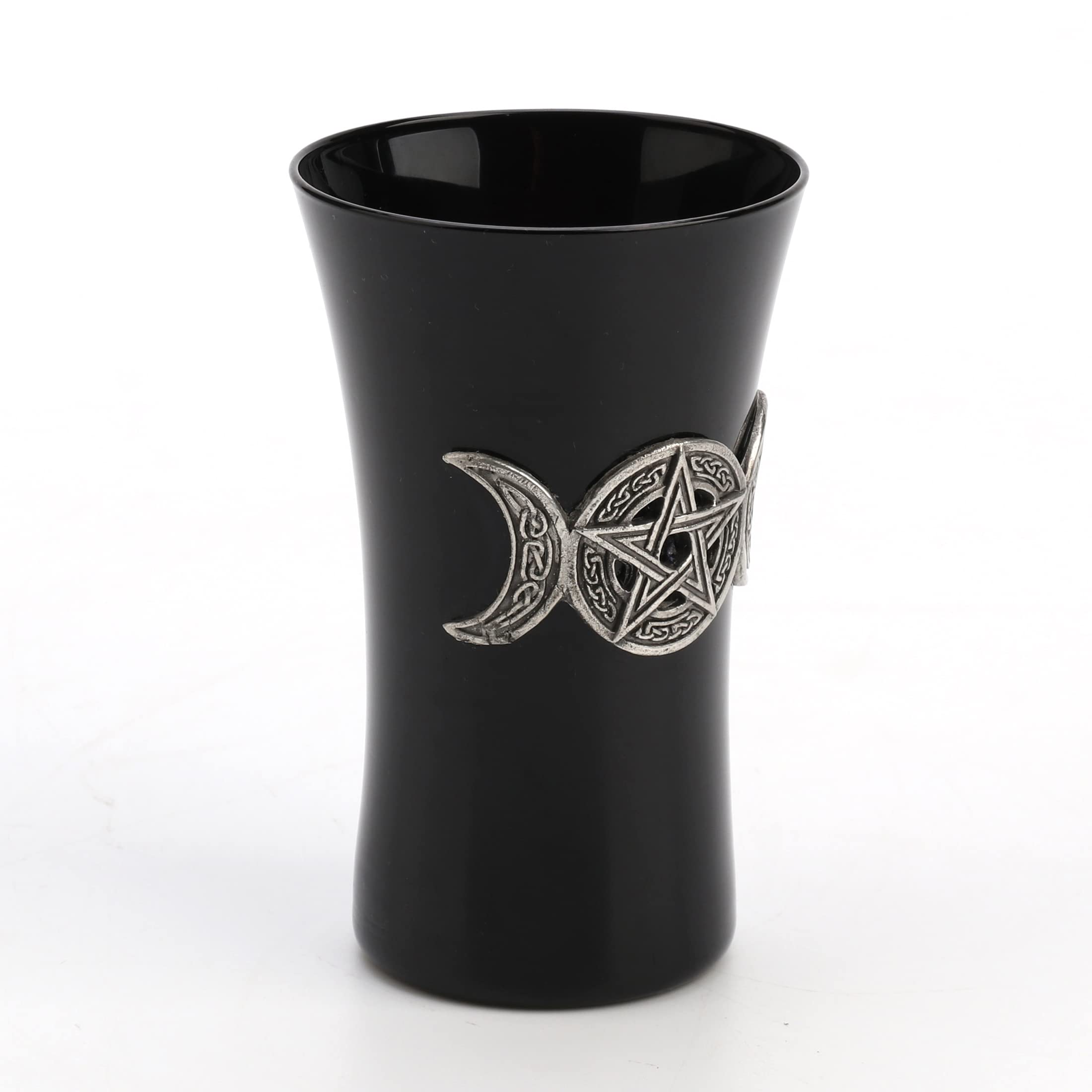 Veronese Design 80 ml Triple Moon Pentagram Sigil Wiccan Alter Black Glass Shot Glass