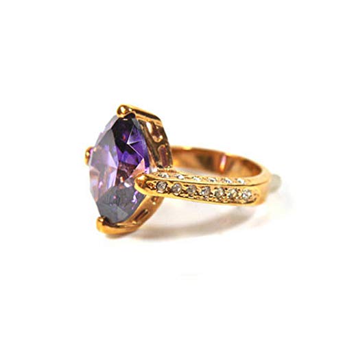 Purple Cubic Zirconia Ring Gold Tone Plating Womens Fashion Jewelry