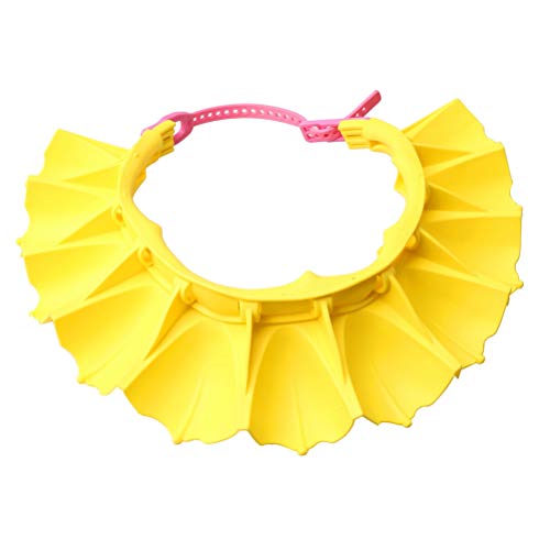 SUMAJU Baby Shower Cap, Waterproof Silicone Shower Cap Adjustable Shampoo Shower Cap Hat for Toddler Children (Yellow)