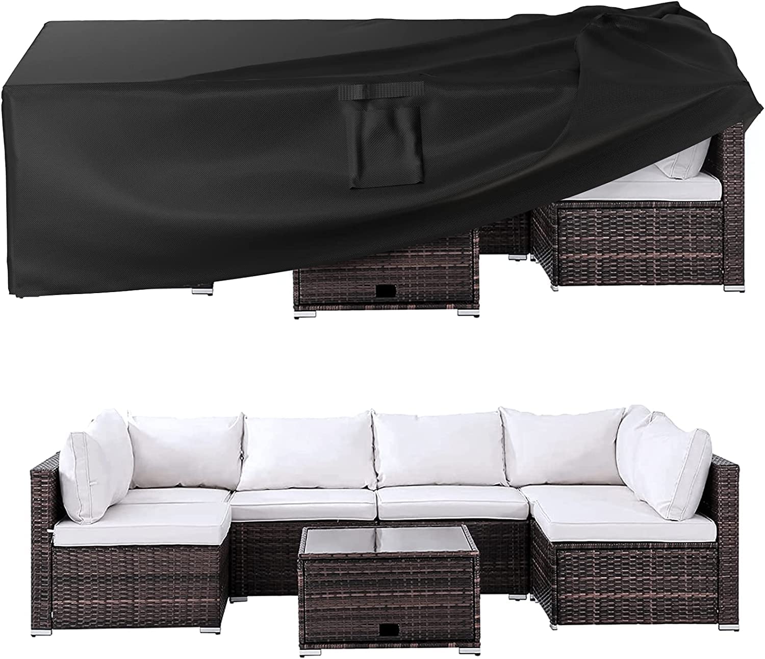 Ruimoy Patio Furniture Covers, Outdoor Furniture Cover Waterproof, General Purpose, Outside Table and Chair Covers, Heavy Duty 600D (86 Inch L x 44 Inch W x 27.8 Inch H)