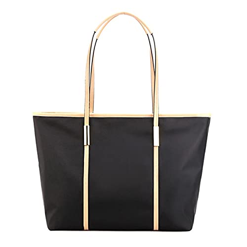 Women Nylon Tote Bag Water Resistant Large Capacity Shoulder Bag Top Handle Handbags (Black)