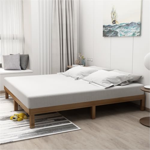 PIETFIU Classic Oak King Platform Bed Frame with Storage Underneath, Wooden Mattress Foundation King Size with Solid Wood Slat No Box Spring Needed Noiseless Easy Assembly (King)