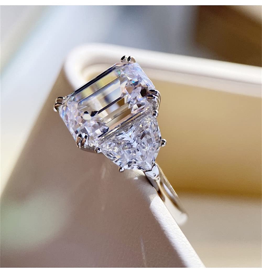 SixTwo 925 Sterling Silver Princess Square Cut 5.0 ct AAA Cubic Zirconia Rings White Crystal CZ Diamond Eternity Engagement Wedding Band Ring Promise Ring for Women ST.189 (7)