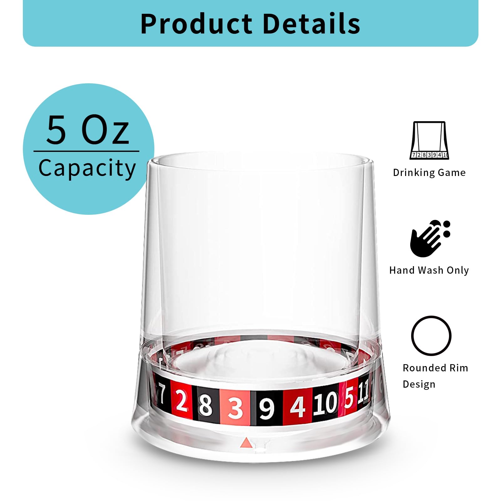 Unique Wine Glass with Roulette Spinner,Cocktail Glasses with Bottle Opener, Fun Tumbler Cup Ideal for Whiskey, Wine, Beer, Soft drinks, Tea, Water, Etc. Good for conversation starter and gift - 5 Oz