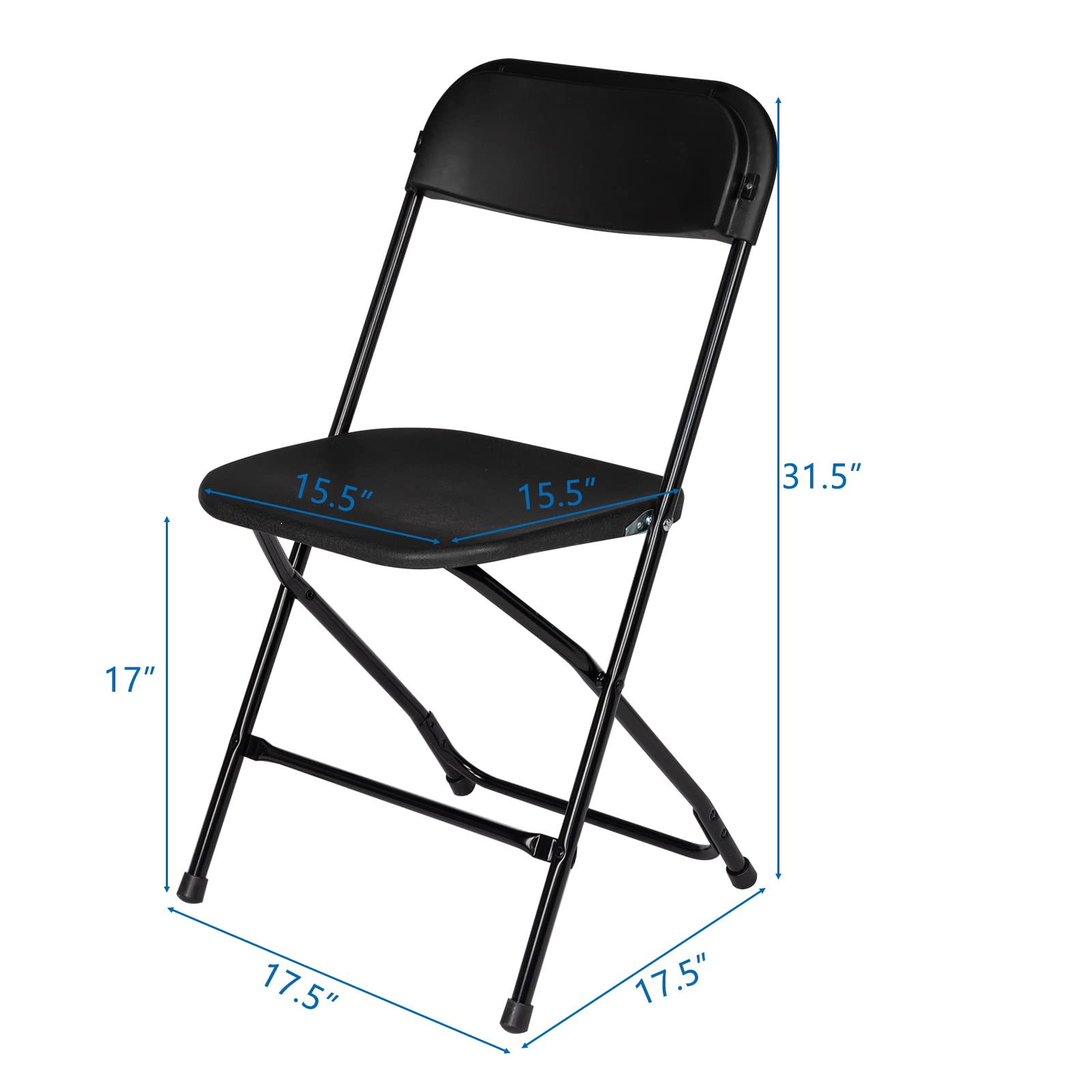 PackJoy 5 Pack Black Plastic Folding Chairs Premium Steel Frame Portable Stackable Metal Fold Up Chair for Events Office Wedding Party Pic