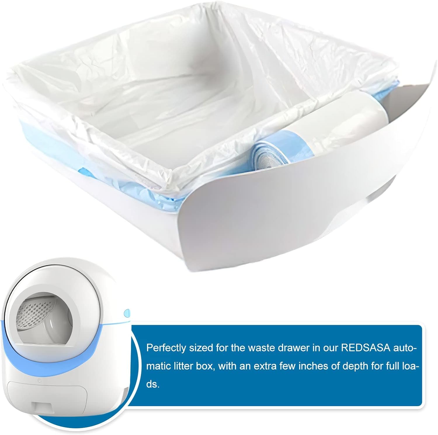 REDSASA Cat Litter Box Liners, 40 Count, Ultra-Thick, Scratch-Proof, Waterproof, Tear-Resistant, Compatible with Self-Cleaning Litter Boxes