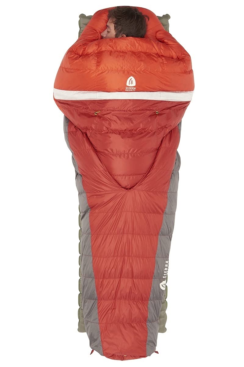 Sierra Designs Backcountry Bed 20 Degree Sleeping Bag with 650 Fill Dridown - Lightweight Zipperless Down Sleeping Bag for Camping & Backpacking -Men, Women & 2 Person
