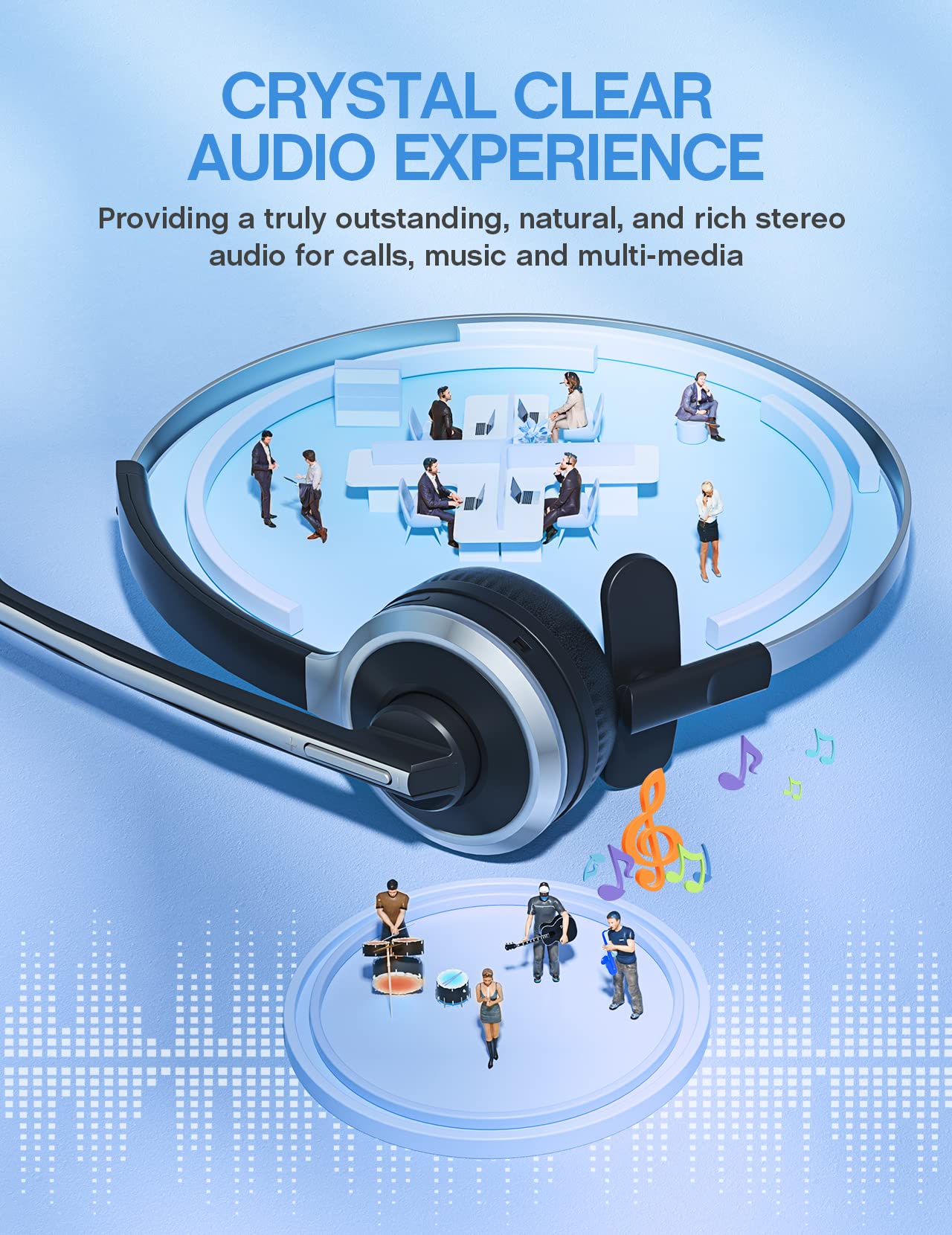 Wireless Cell Phone Headset with Charging Station, 270° Rotatable Boom Mic, Noise Cancelling, Dual Mode, On-Ear Wireless Headset with Microphone for Office, Call Center, Trucker, Remote Work.