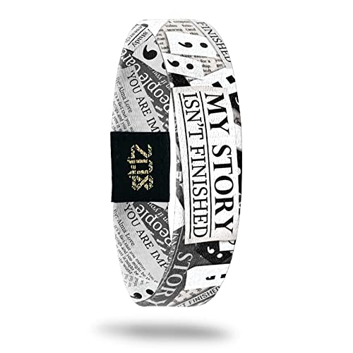 ZOX Bracelets — My Story Isn't Finished | Stretchy Elastic Band with Motivational Affirmations and Beautiful Artwork, Great Gift for Men, Women, and Kids (Medium)