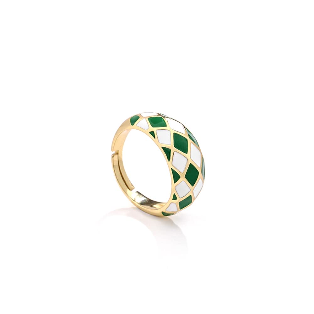 XSTian 925 Sterling Silver Ring for Women Fastion gift for Wife Girlfriend Checkered ring Checkerboard Adjustable Size