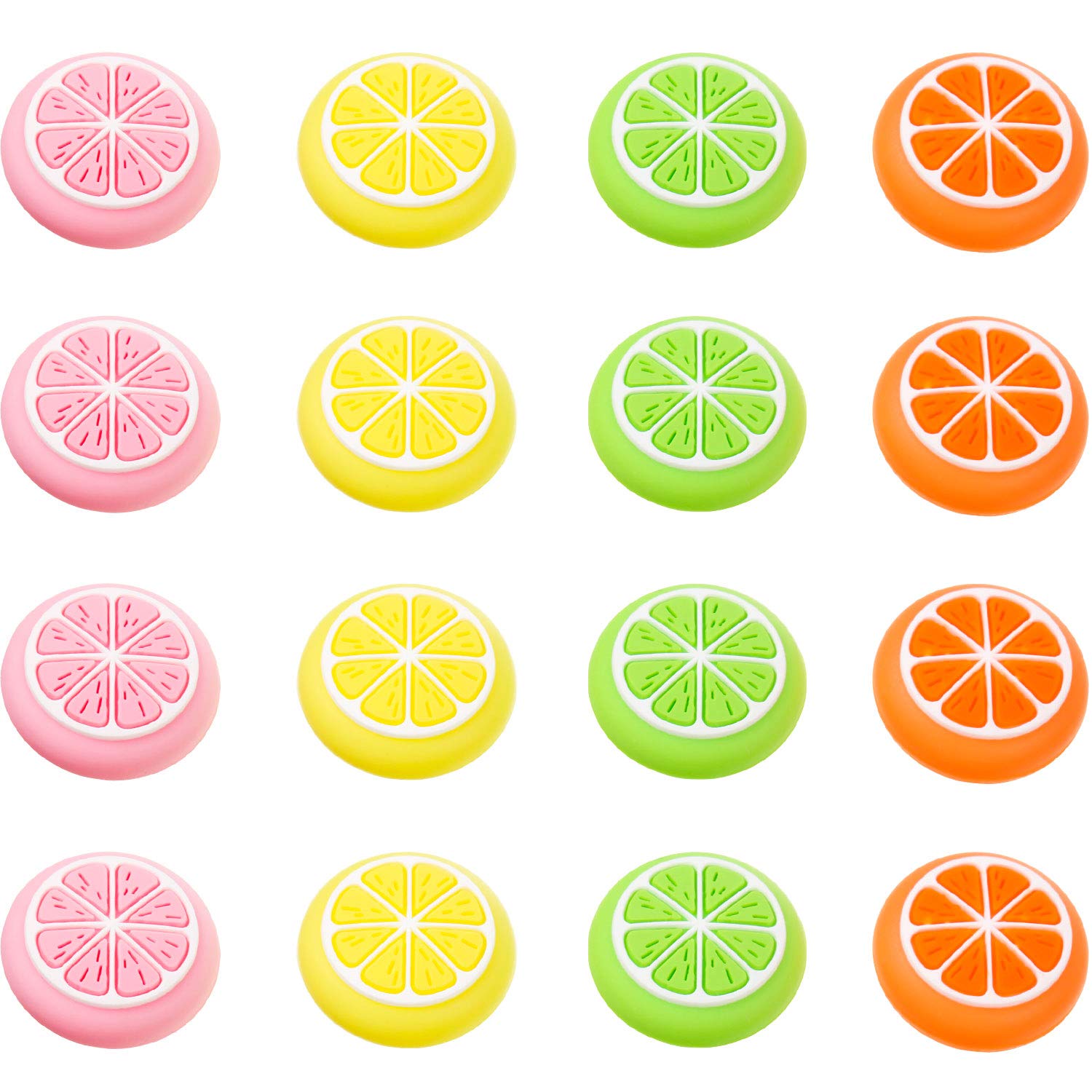 Sunmind 16 Pieces Replacement Cute Fruit Lemon Design Thumb Grip Caps Thumb Grips Analog Stick Cover Joystick Cap Cover Compatible with Nintendo Switch, Switch Lite and Joy-Con Controller