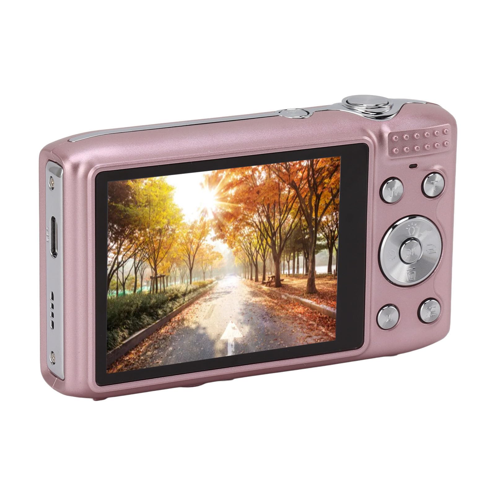 Teens Small Camera, 58MP Slim and Lightweight Automatic Beauty Mode 4K Digital Camera Automatic Exposure Autofocus for Travel (Pink)
