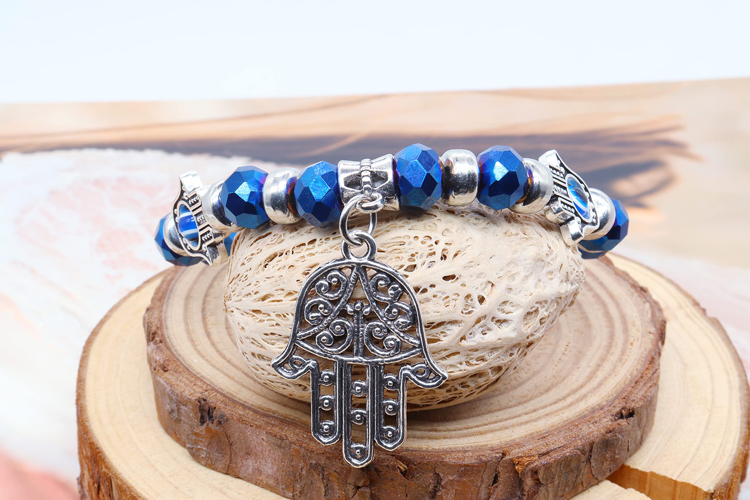 ZZ ZINFANDEL Evil Eye Bracelet Blue Turkish Lucky Fatima Evil Eye Bracelet for Women Men for Protection and Blessing(A-3PCS)