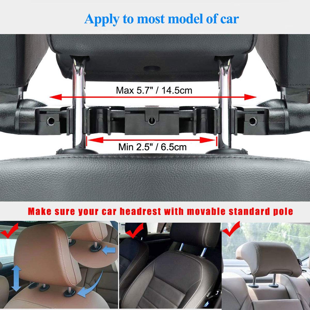 TEEPIRE Car Seat Headrest Pillow, Headrest for car, Head Neck Support Detachable,Premium seat held Pillow, 360 Degree Adjustable Both Sides Travel Sleeping Cushion for Kids Adults