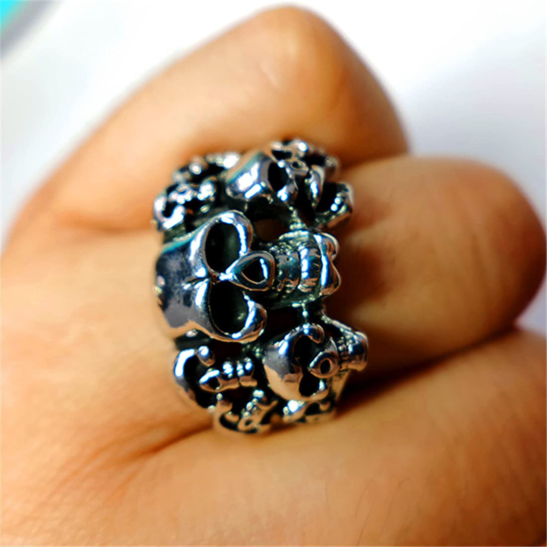 zhb Ghost Ring Titanium Steel Skull Ring fashion domineering Retro (A, 10)