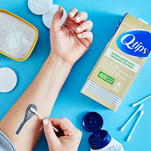 Q-tips Cotton Swabs Organic Swab Ultimate Home and Beauty Tool Made from Organic Cotton, Paper 400 Count(Pack of 4)