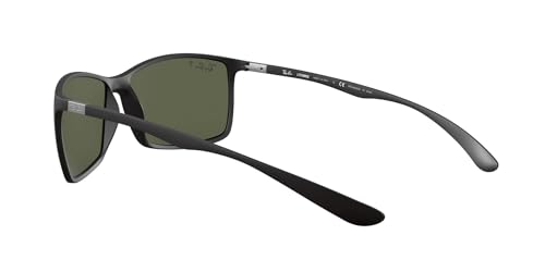 Ray-Ban Men's RB4179 Liteforce Square Sunglasses, Matte Black/Polarized Green, 62 mm + 1