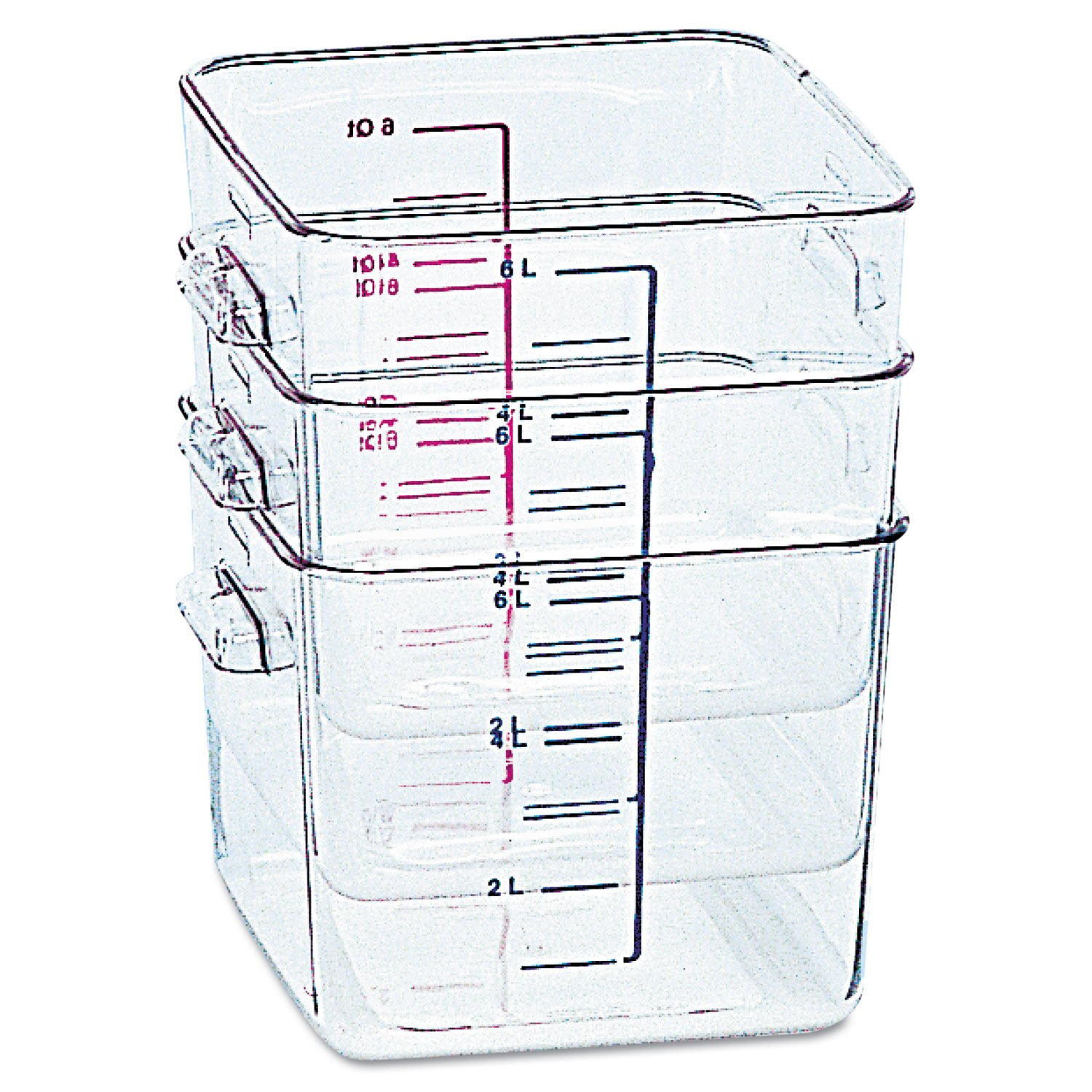 Rubbermaid Commercial Products Plastic Space Saving Square Food Storage Container For Kitchen/Sous Vide/Food Prep, 2 Quart, Clear (Fg630200Clr)