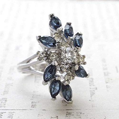 Providence Vintage Jewelry Sapphire Saworovski Crystals And Cvlear Austrian Crystals 18k White Gold Plated Cluster Ring