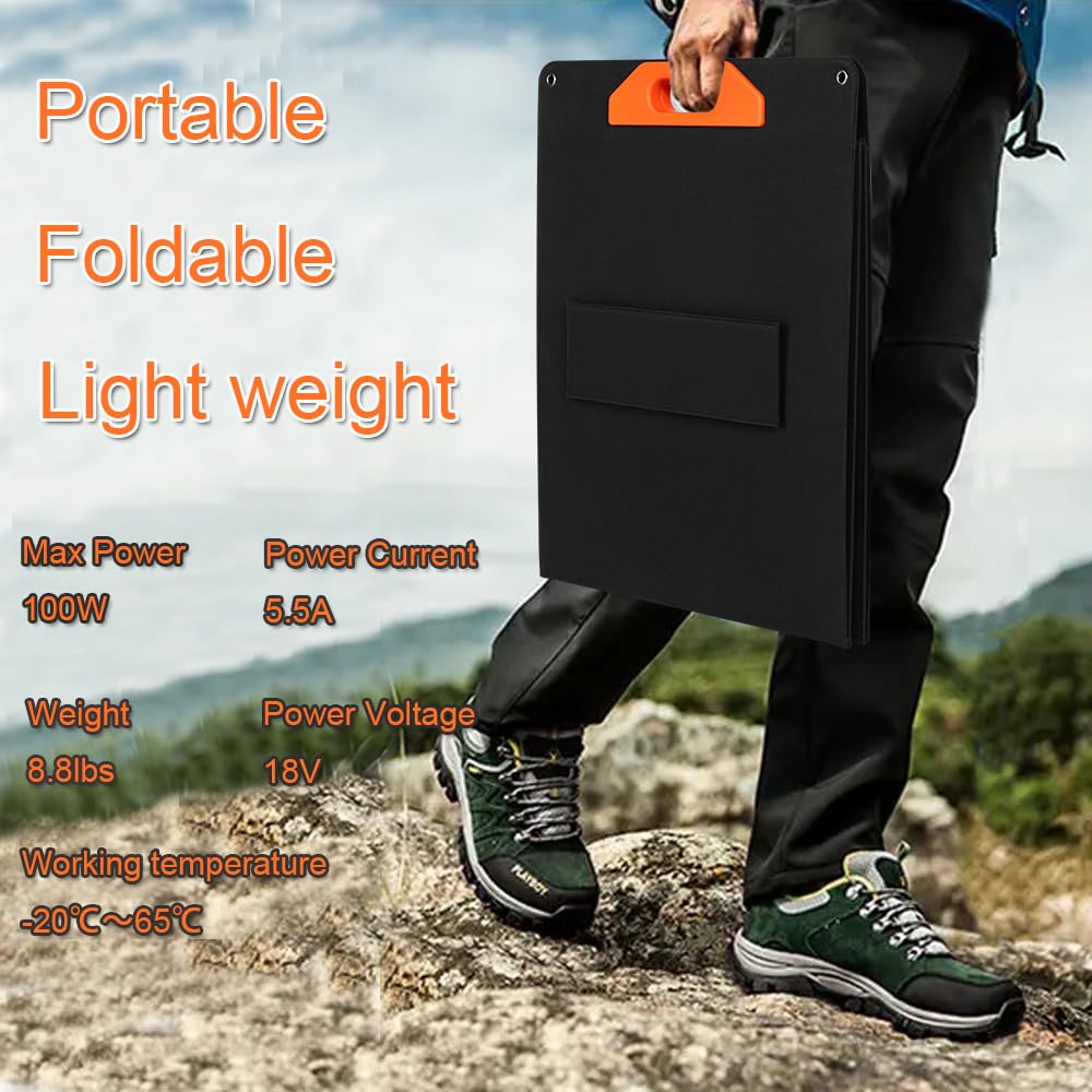 Solar Panel 36V 200W for Power Station Portable Solar Panel with 10 Connectors Waterproof Foldable Mono Solar Cell Solar Charger for Power Bank, Power Supply, Laptop,Phone, Camping, Off Grid Living