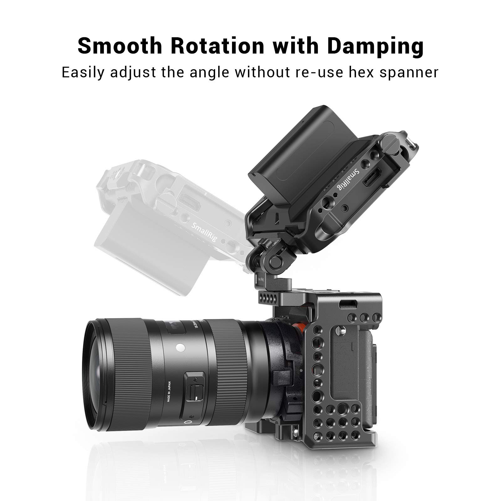 SMALLRIG Monitor Holder Mount for Camera Field Monitors, Friction Up to 180° - 1842