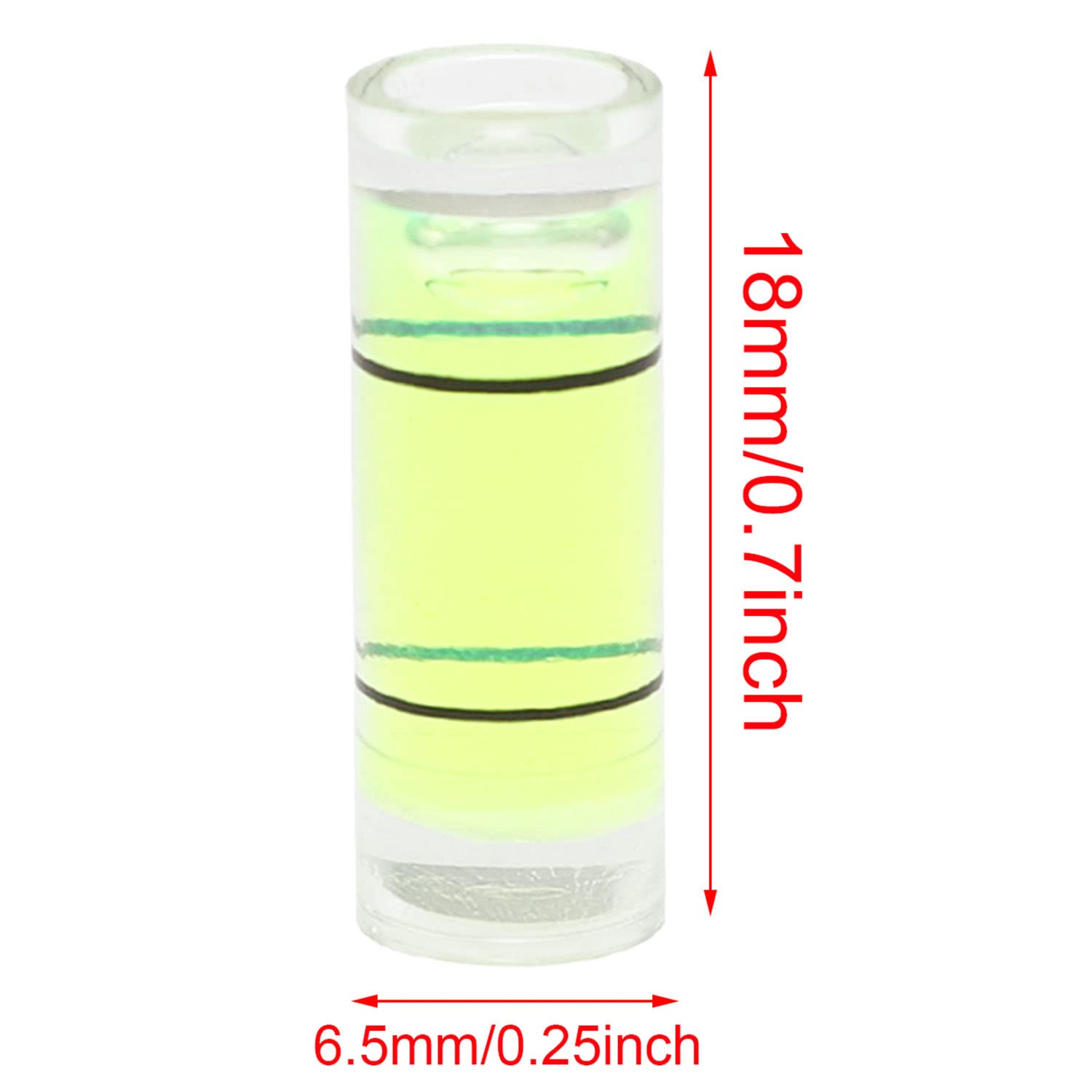 ZRM&E 12PCS Archery Bow Sight Bubble Level Transparent Bubble Spirit Level for Archery Replacement Accessories, Cylindrical Spirit Level 6.5x18mm