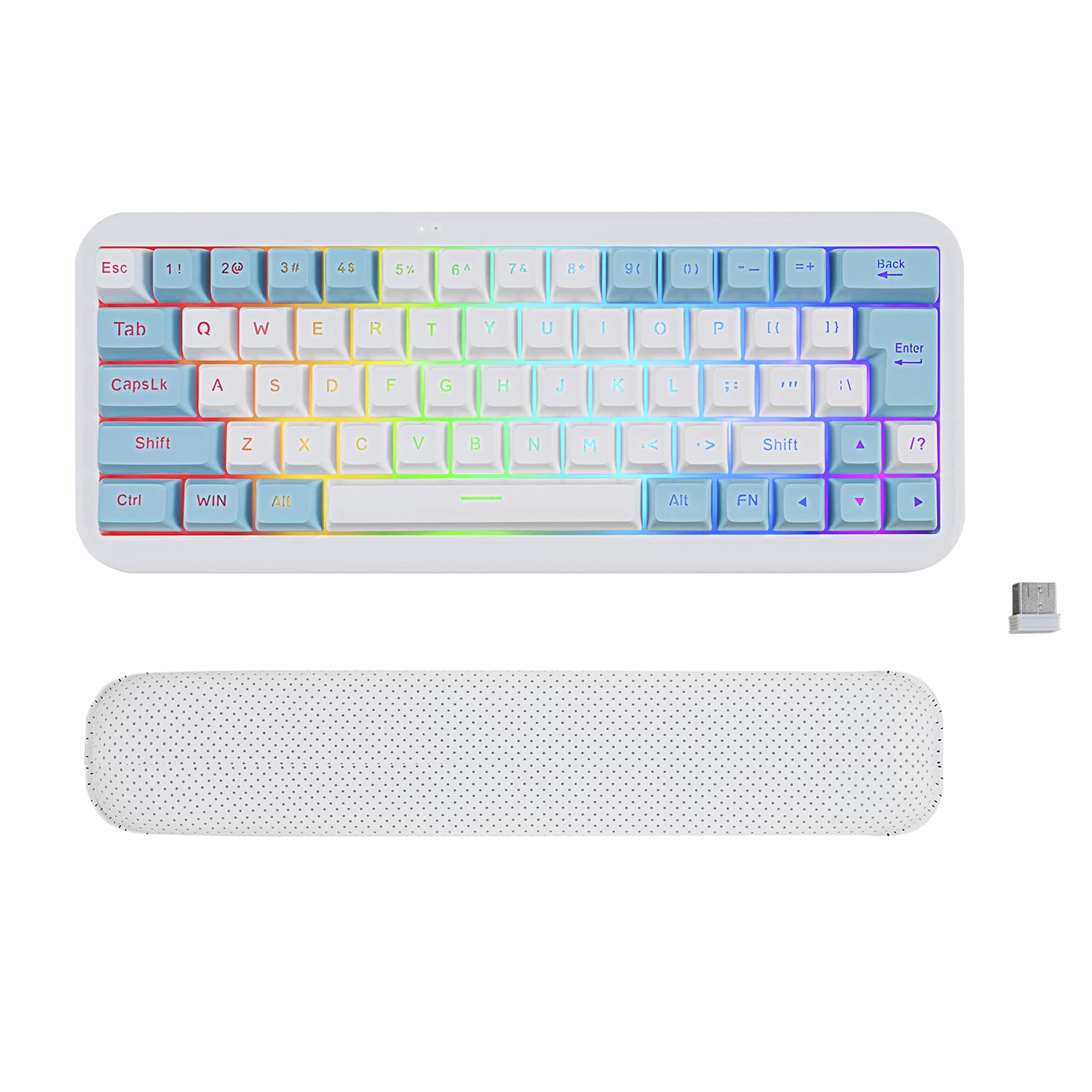 Wireless Gaming Keyboard, Rechargeable 2000mAh 2.4G LED Backlit Wireless Keyboard, Ergonomic Keyboard with Mechanical Sense Keys, for PC PS4 Xbox One Mac, Teclado Gamer (White)