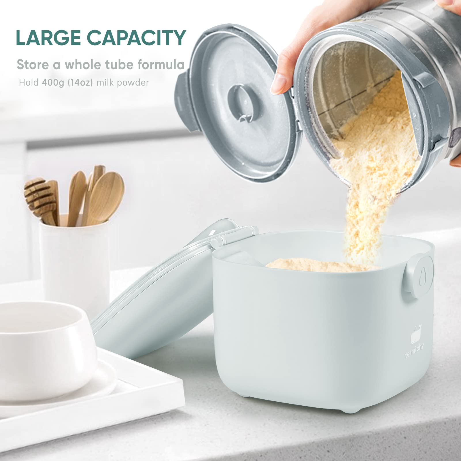 Termichy Baby Formula Dispenser, Portable Formula Dispenser Container with Scoop and Carry Handle for Travel Outdoor Activities for Baby Infant, 500ml