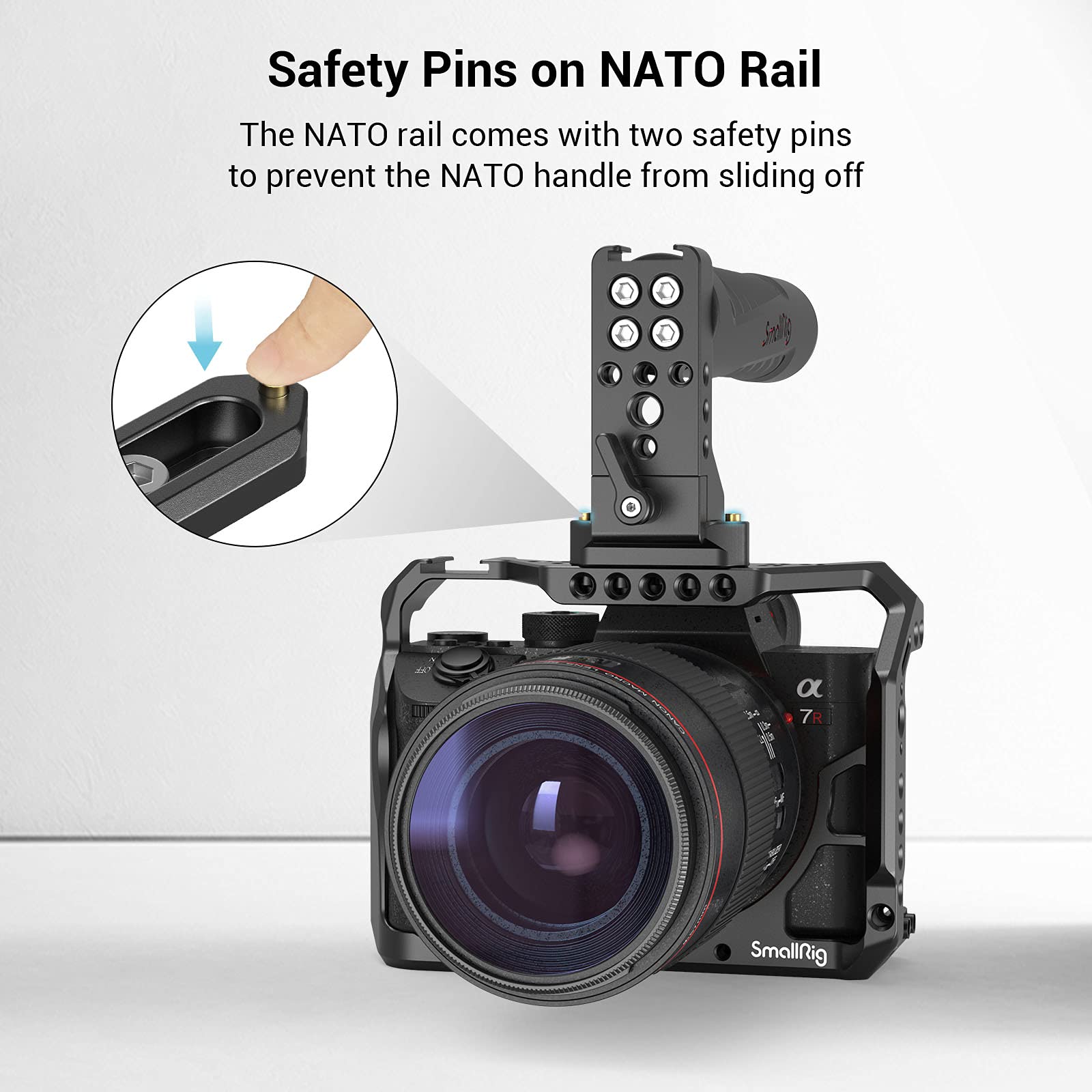 SmallRig Top NATO Handle with NATO Rail Quick Release Handgrip for DLSR Camera Cage (Rubber) - 2084